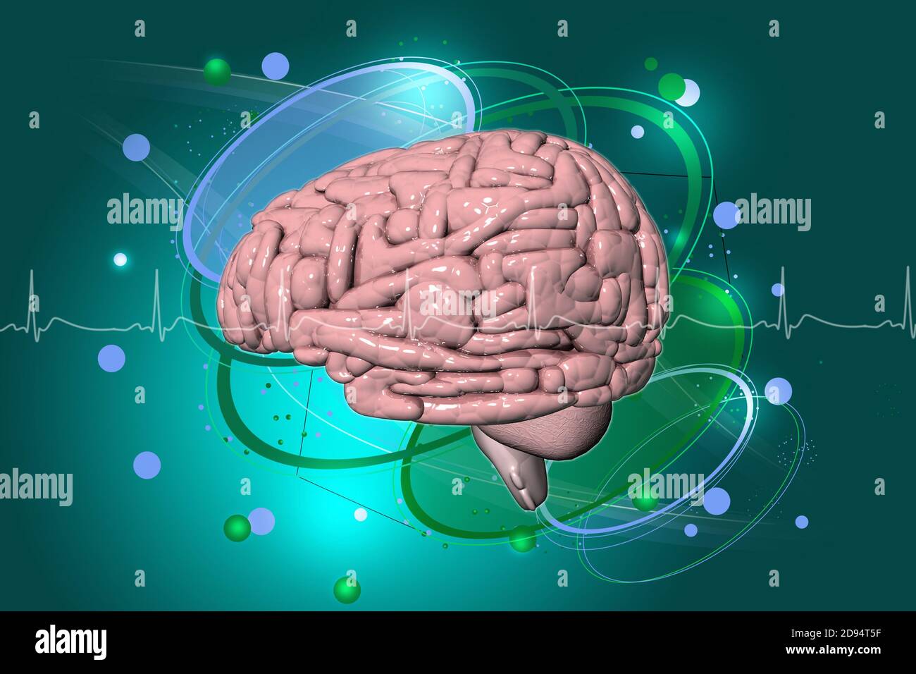 Brain in digital background Stock Photo - Alamy