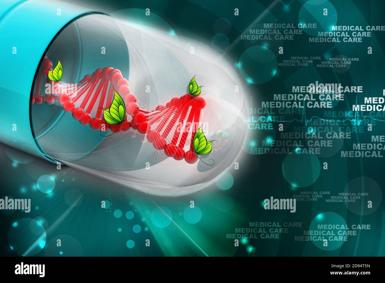 3d illustration of Dna inside the capsule Stock Photo - Alamy