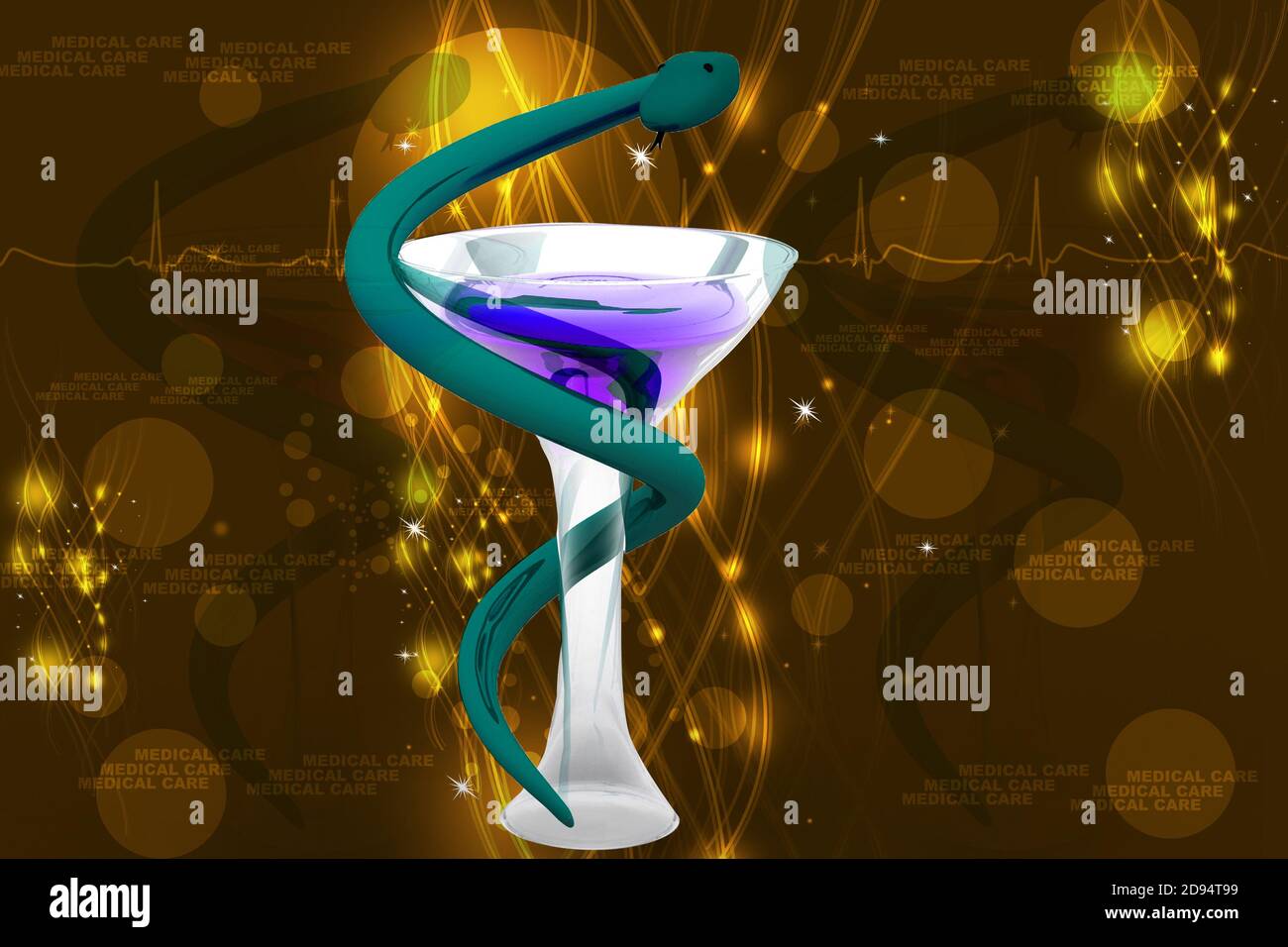 Medical symbol - snake with glass on color background Stock Photo - Alamy