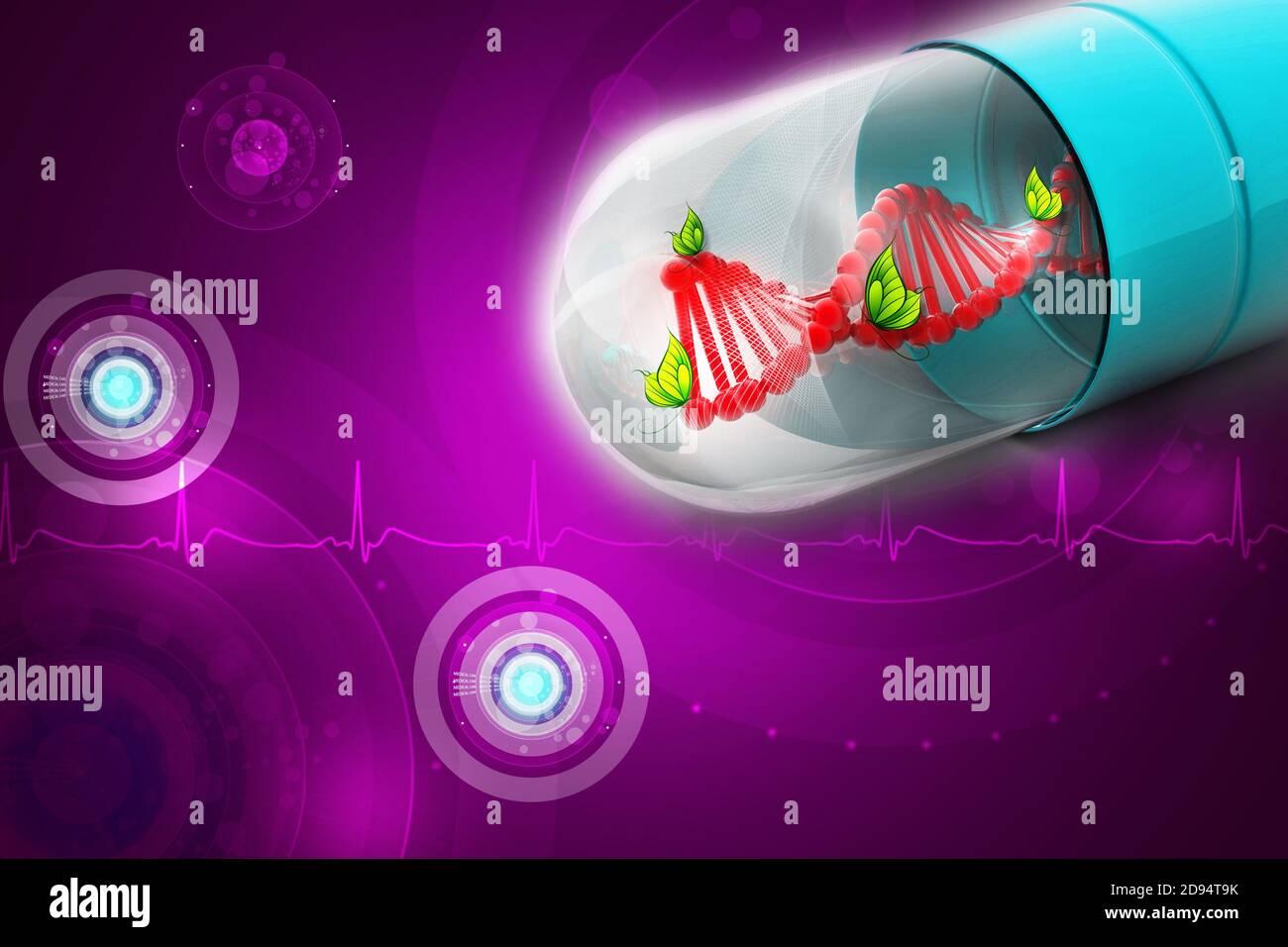 3d illustration of Dna inside the capsule Stock Photo - Alamy