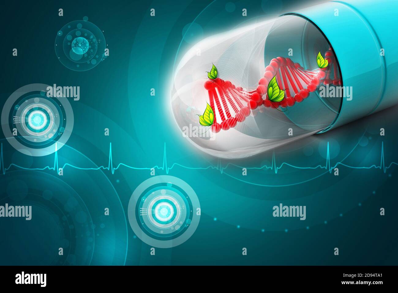 3d illustration of Dna inside the capsule Stock Photo - Alamy