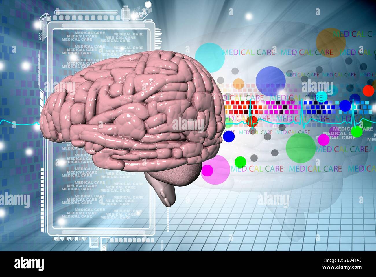 Brain in digital background Stock Photo - Alamy