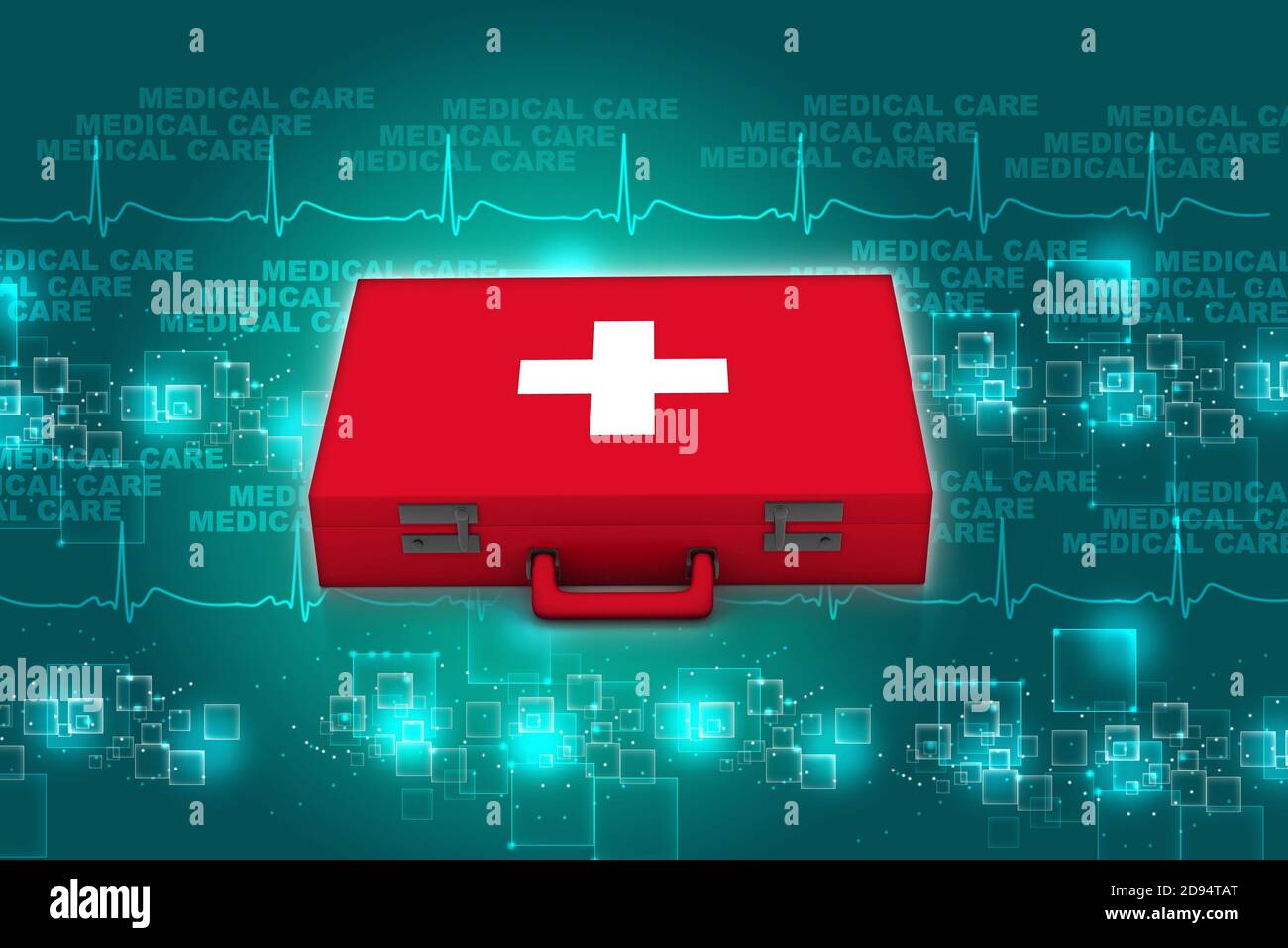 Digital illustration of First aid box in color background Stock Photo ...