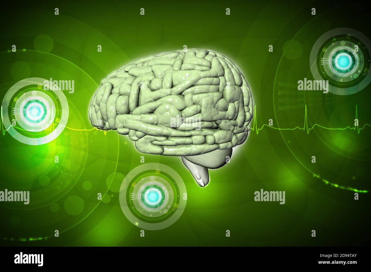 Brain in digital background Stock Photo - Alamy