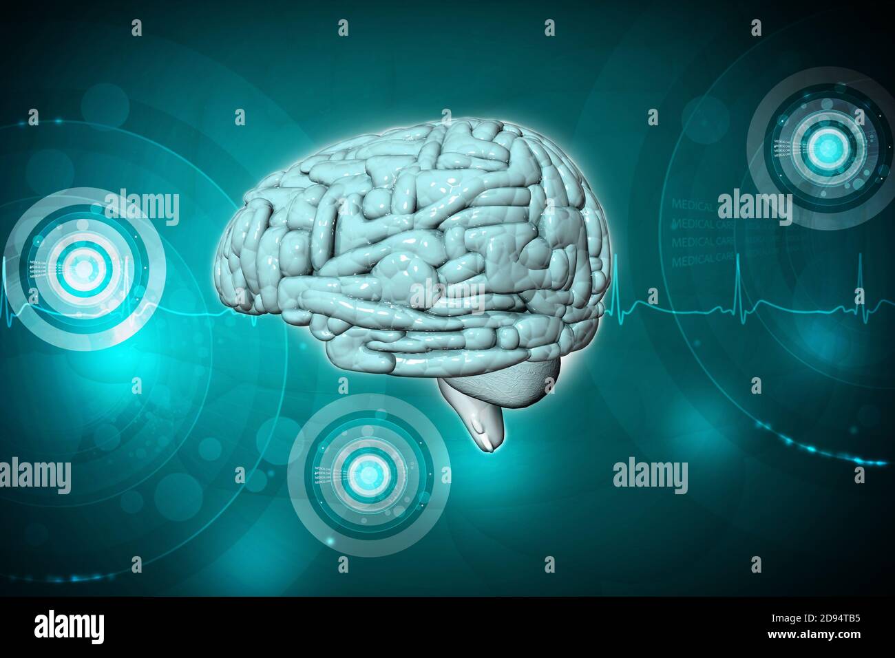 Brain in digital background Stock Photo - Alamy