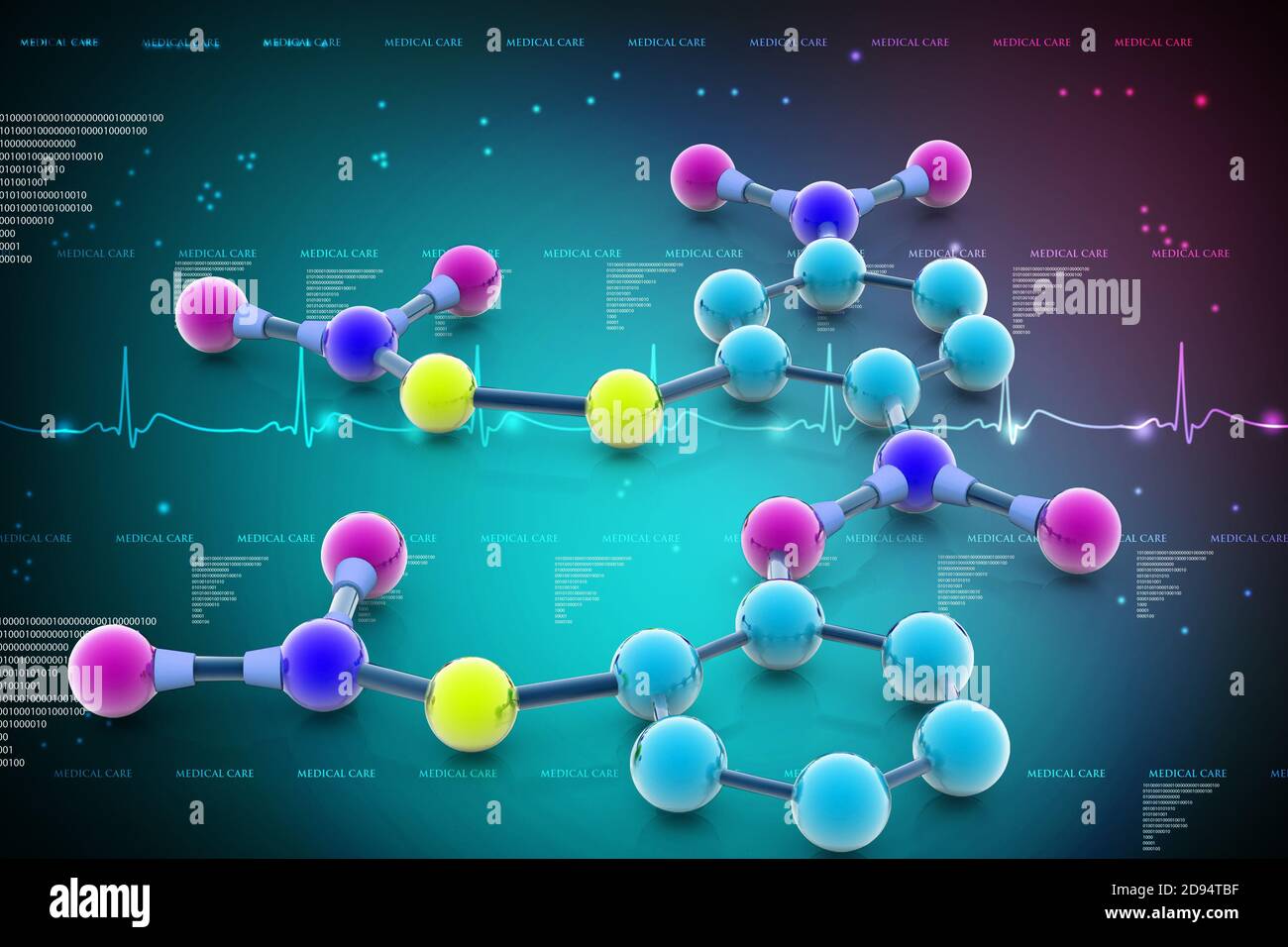 3d Model of a molecule from color spheres and rod Stock Photo - Alamy