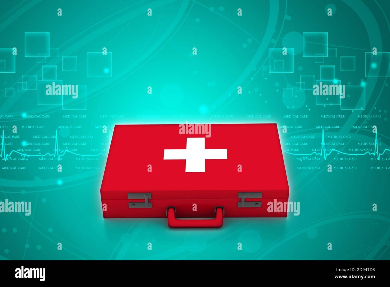 Digital illustration of First aid box in color background Stock Photo ...