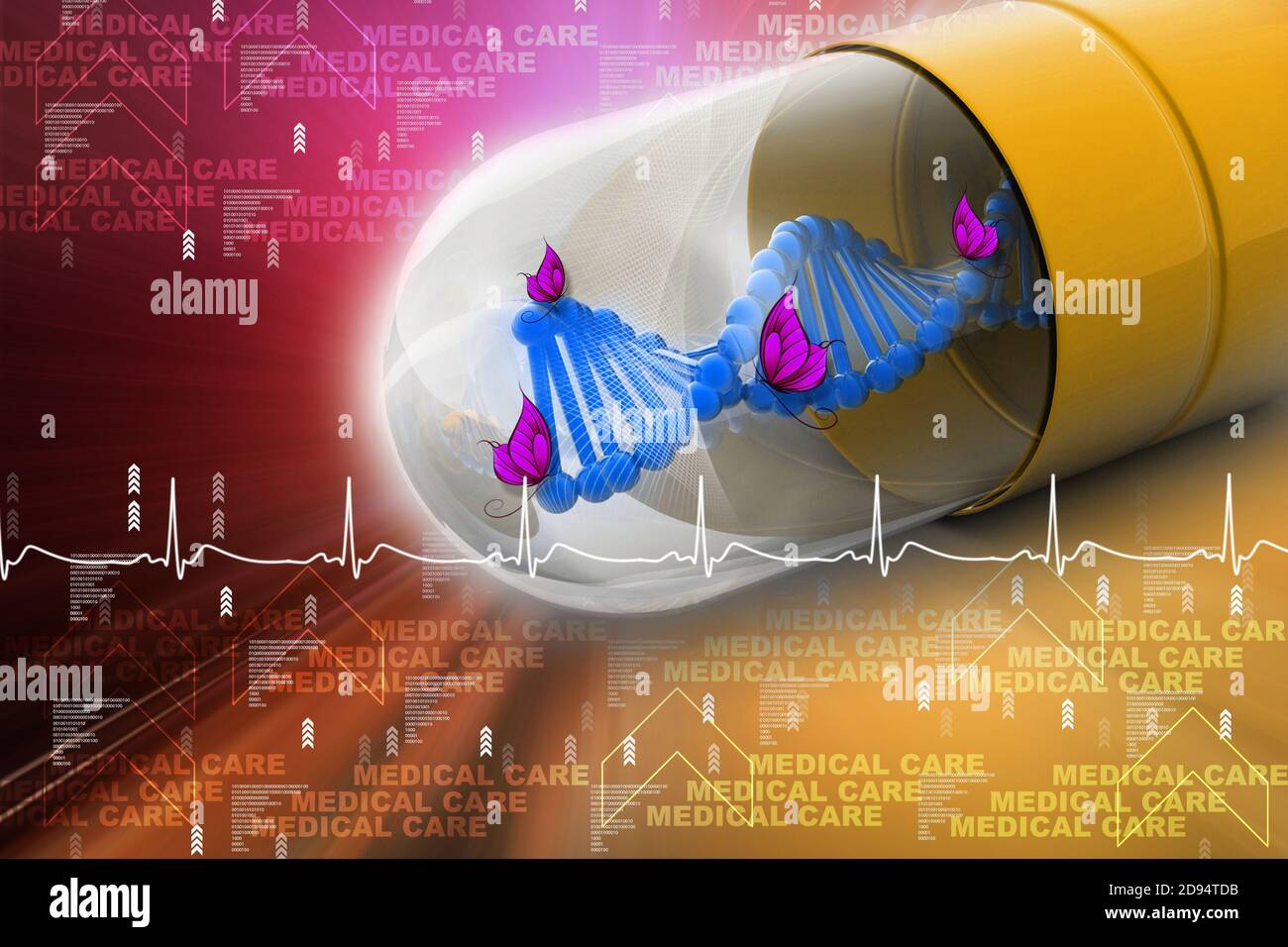 3d illustration of Dna inside the capsule Stock Photo - Alamy
