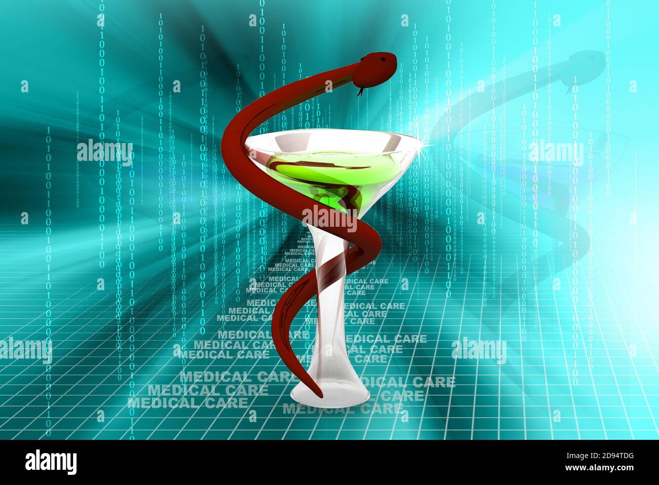 Medical symbol - snake with glass on color background Stock Photo - Alamy