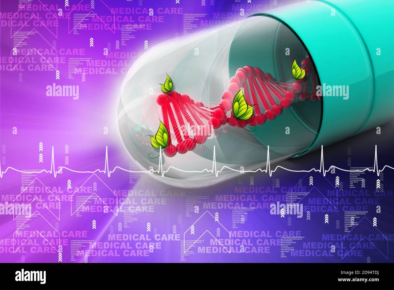 3d illustration of Dna inside the capsule Stock Photo - Alamy
