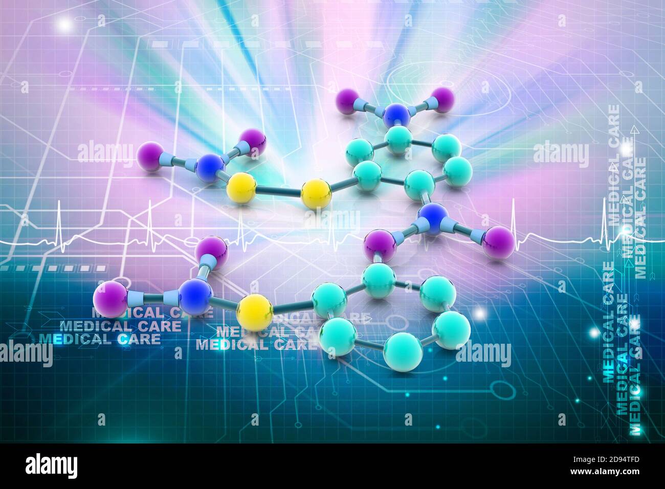 3d Model of a molecule from color spheres and rod Stock Photo - Alamy