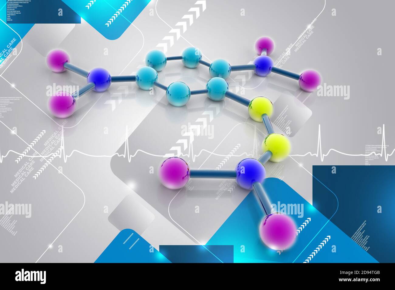 3d Model of a molecule from color spheres and rod Stock Photo - Alamy