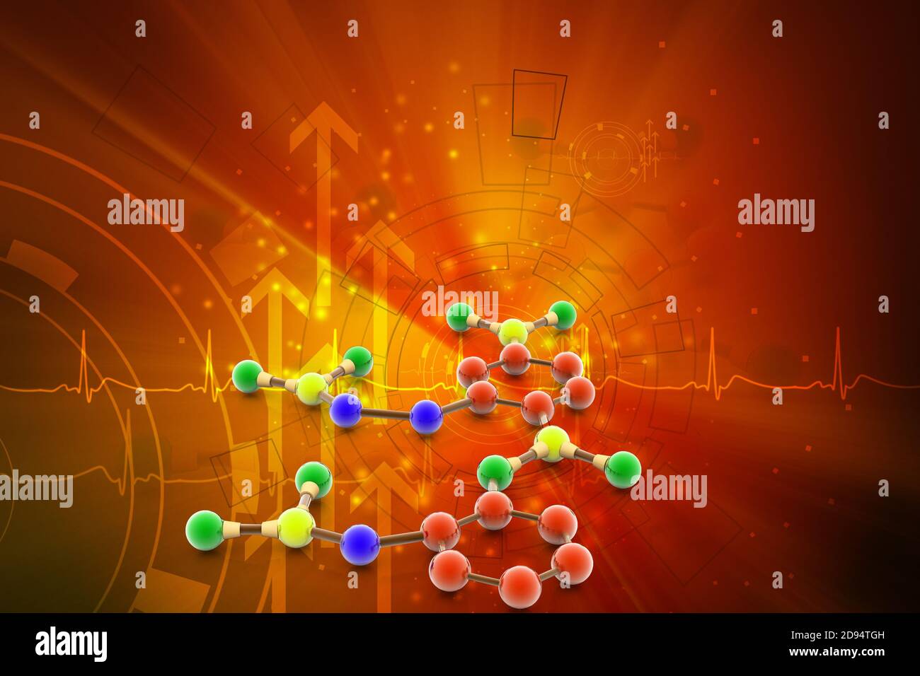 3d Model of a molecule from color spheres and rod Stock Photo - Alamy