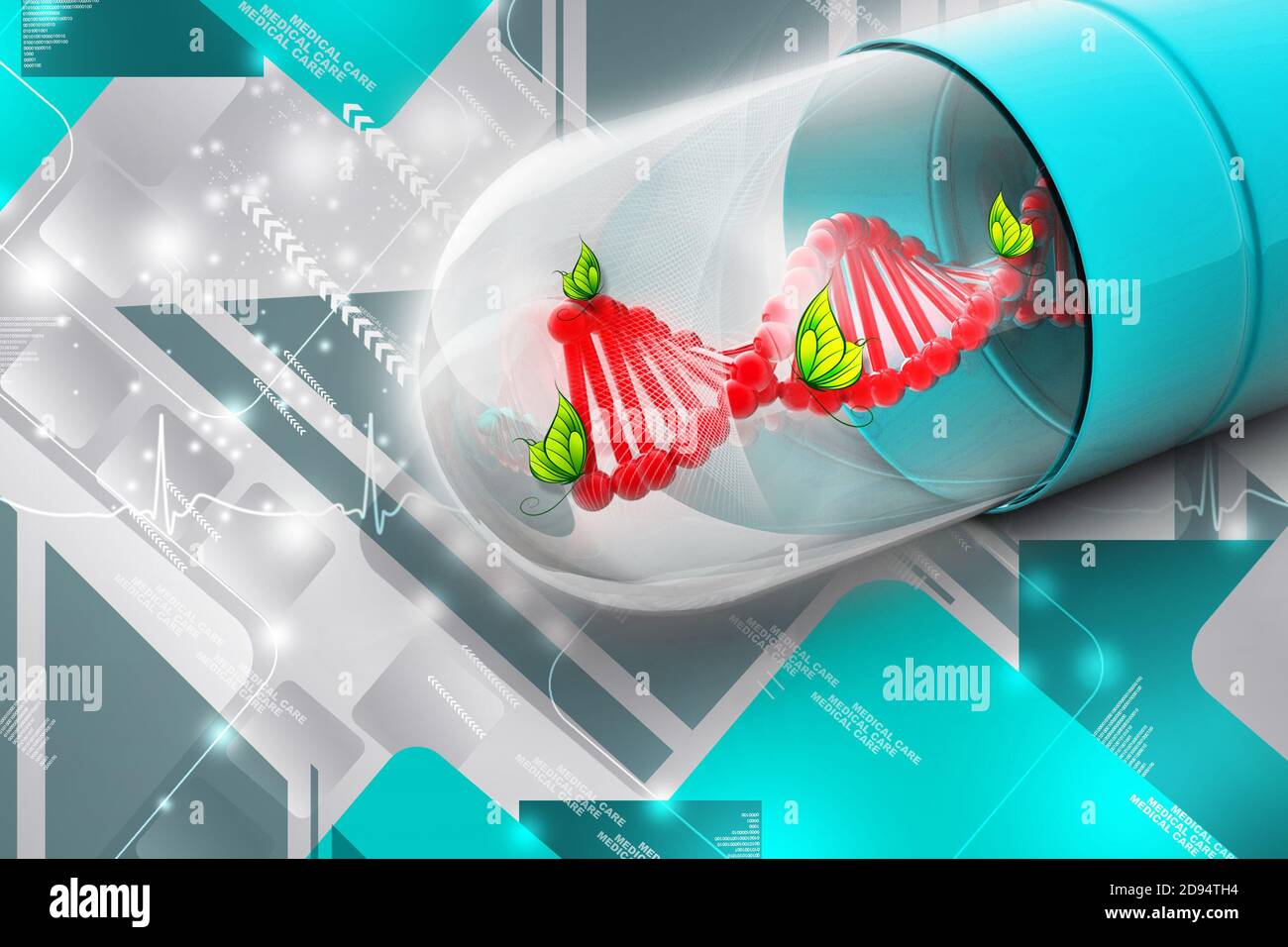 3d illustration of Dna inside the capsule Stock Photo - Alamy