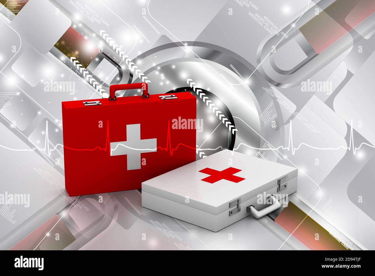 Digital illustration of First aid box in color background Stock Photo ...