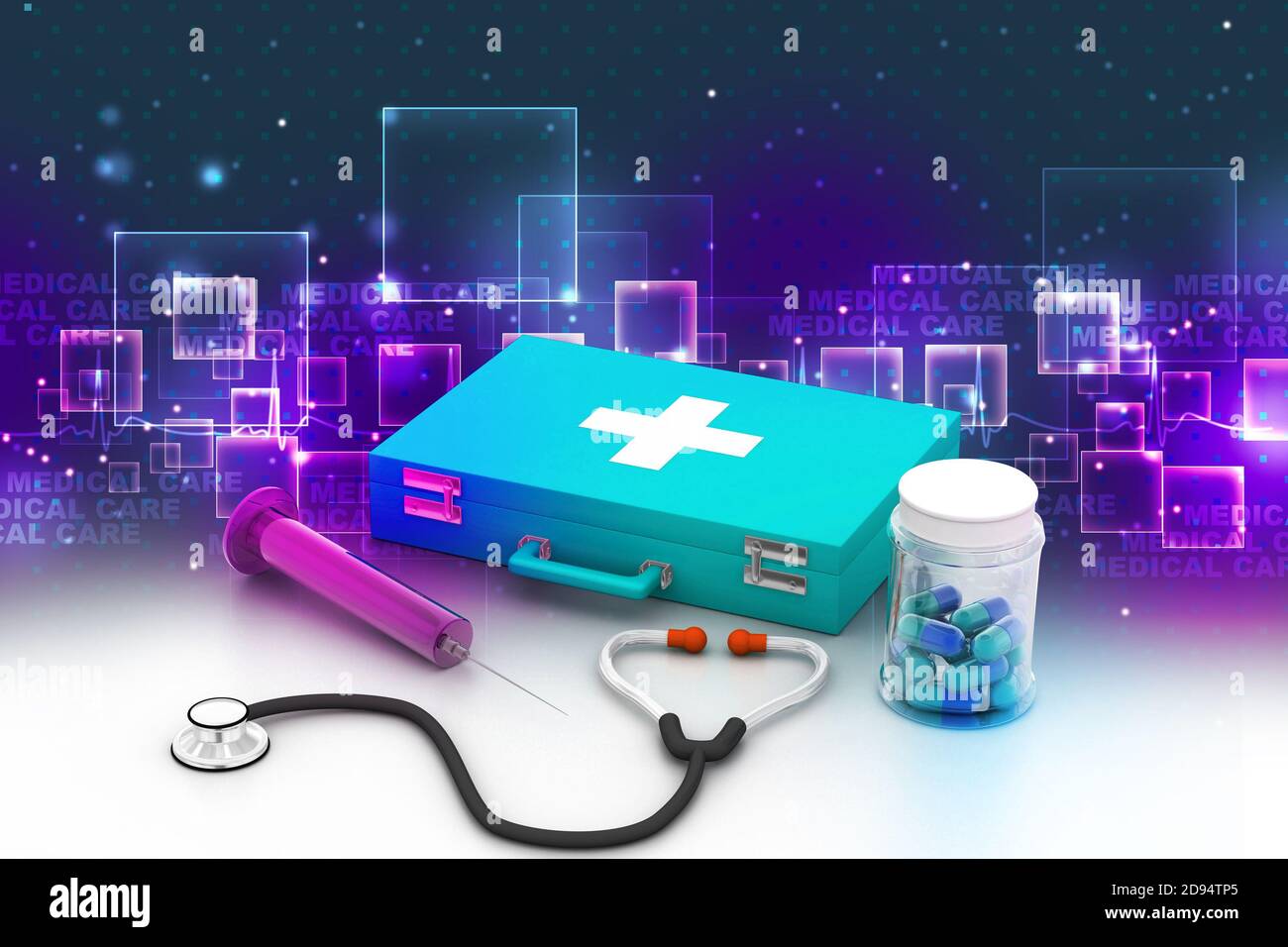 First aid box with medicine Stock Photo - Alamy