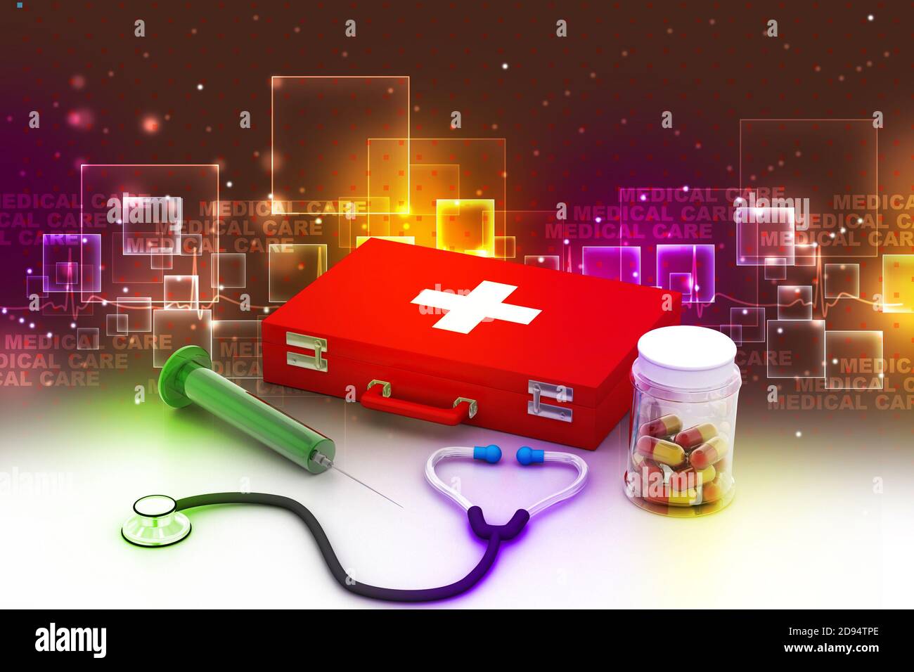First aid box with medicine Stock Photo - Alamy