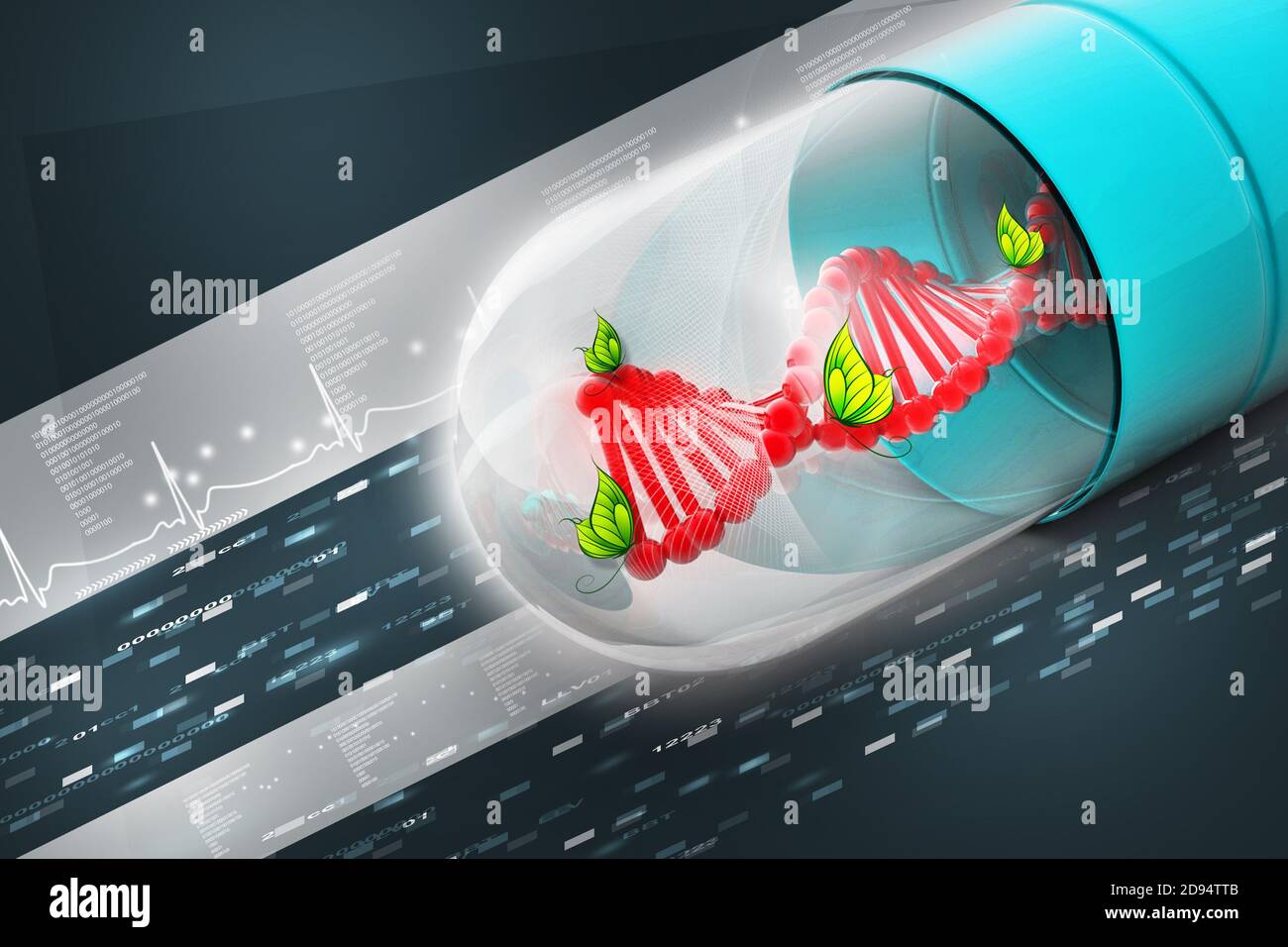 3d illustration of Dna inside the capsule Stock Photo - Alamy