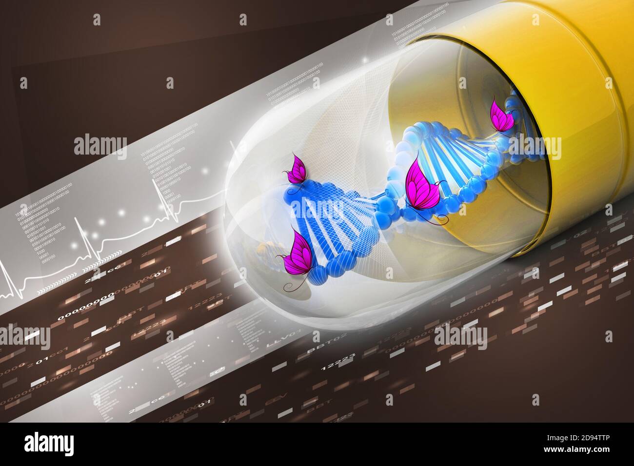 3d illustration of Dna inside the capsule Stock Photo - Alamy