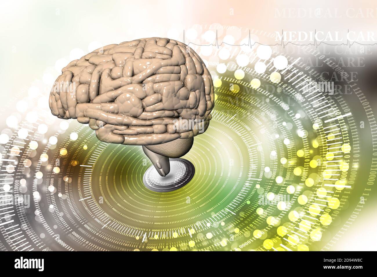 Brain in digital background Stock Photo - Alamy
