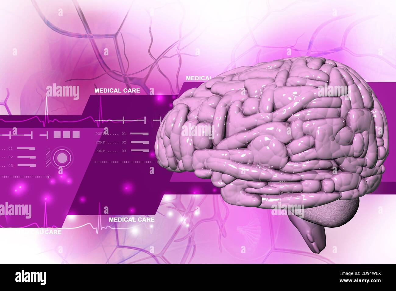 Brain in digital background Stock Photo - Alamy