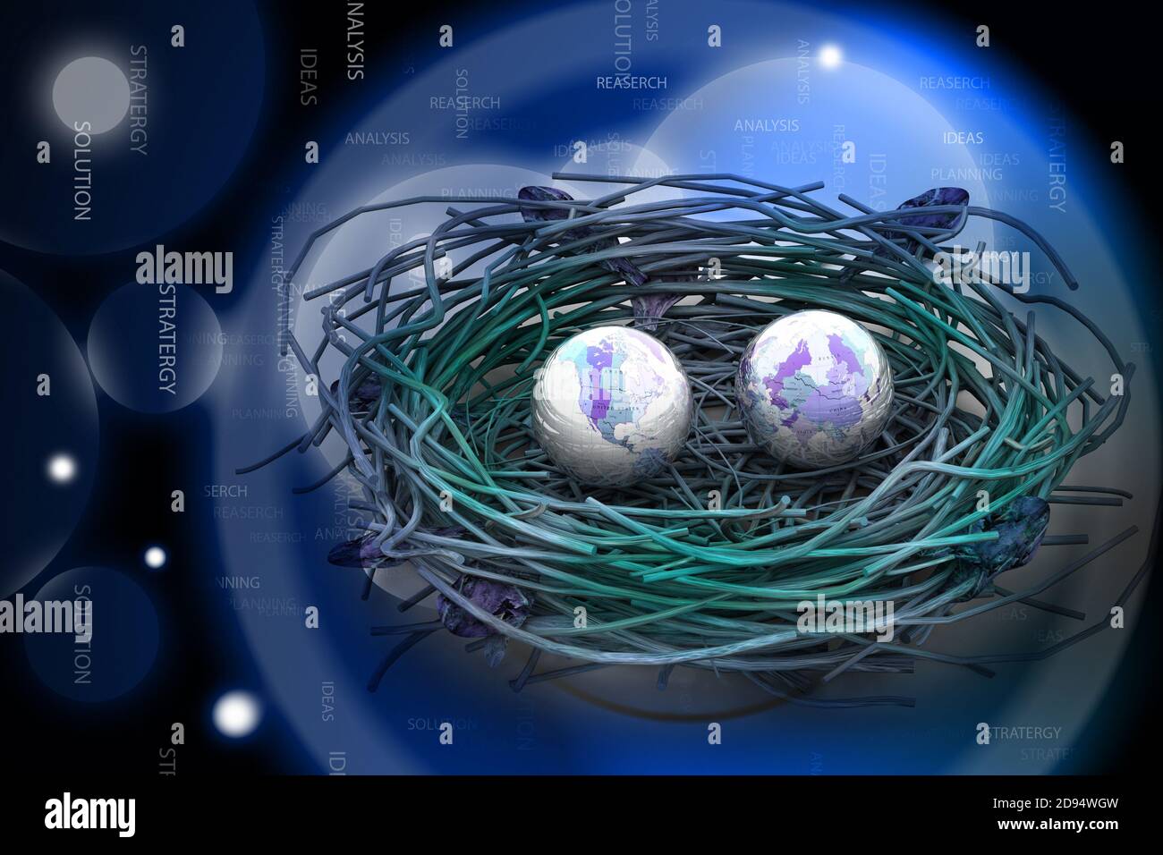 Two earths in being protected in a nest. Conceptual design Stock Photo ...