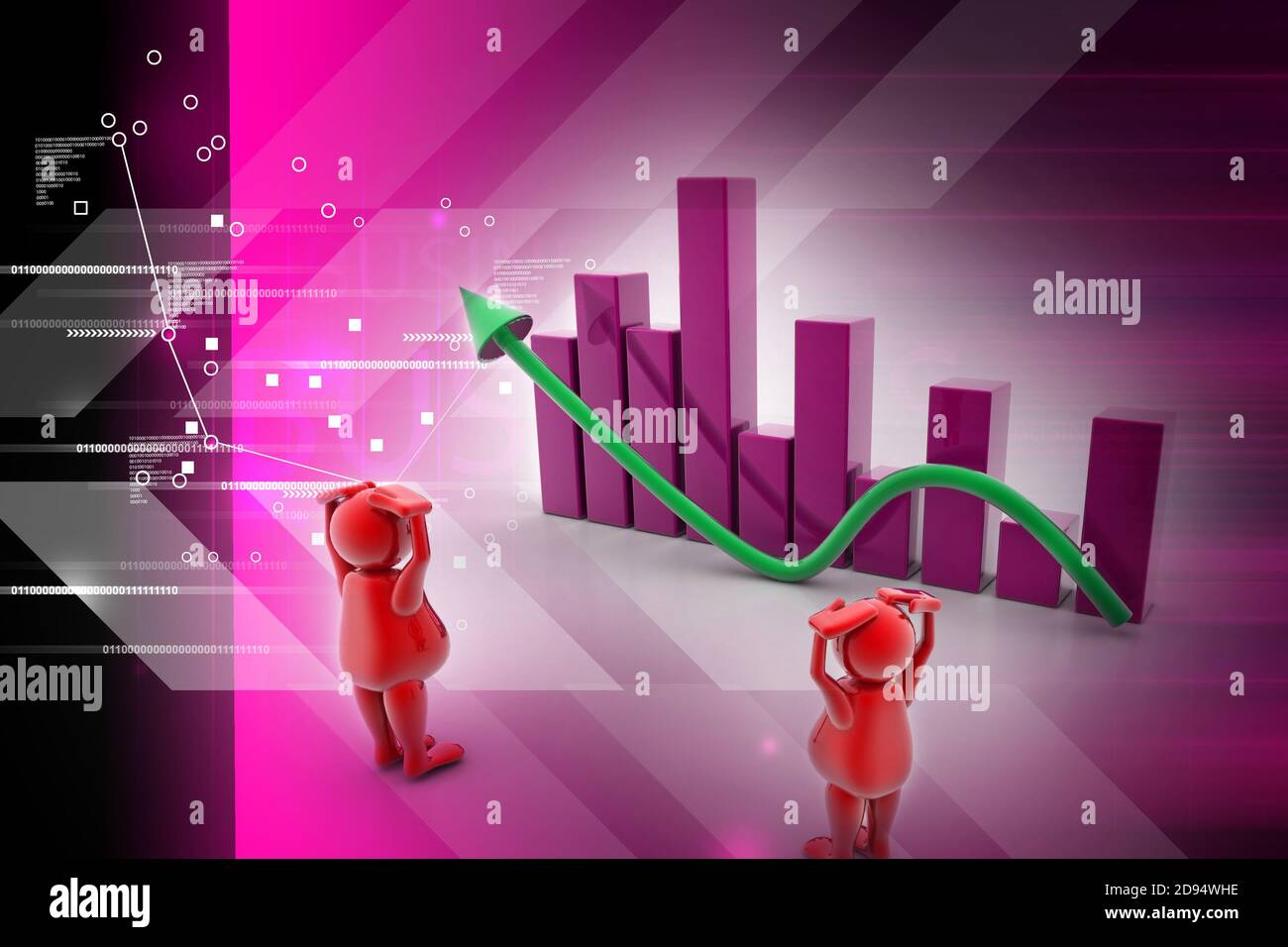 Business graph with growth concept in color background Stock Photo - Alamy