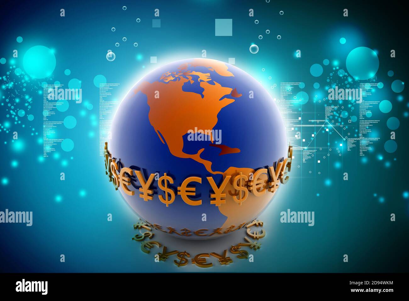 3d illustration of World and currency in color background Stock Photo ...