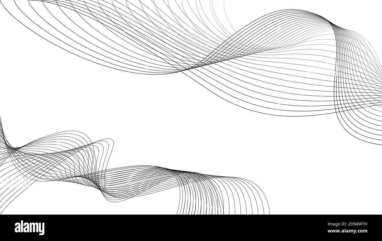 Abstract modern element black and white line waves background Stock ...