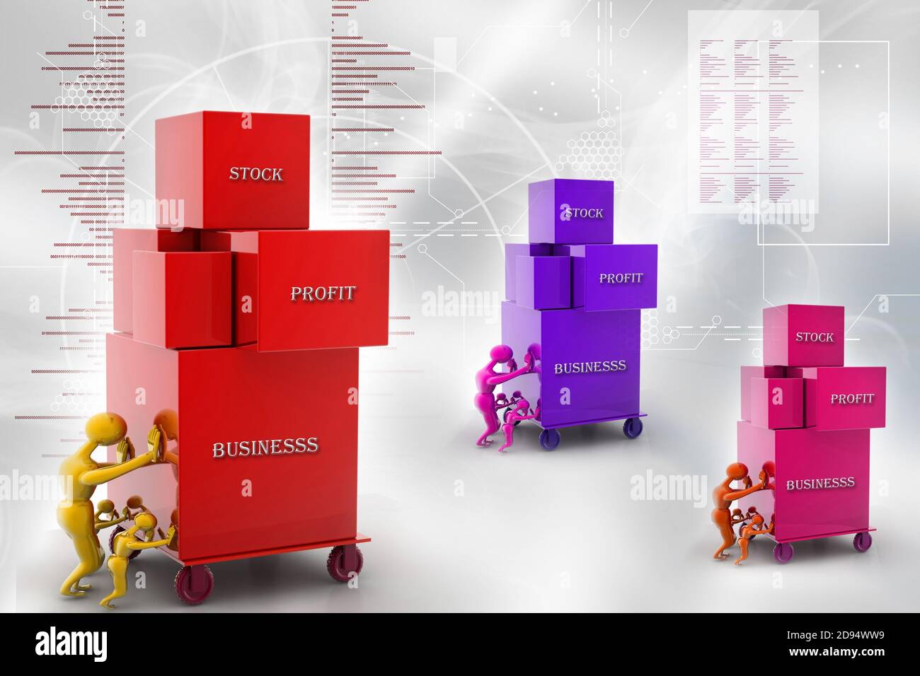 Person pushing a box - isolated over a color background. Teamwork ...