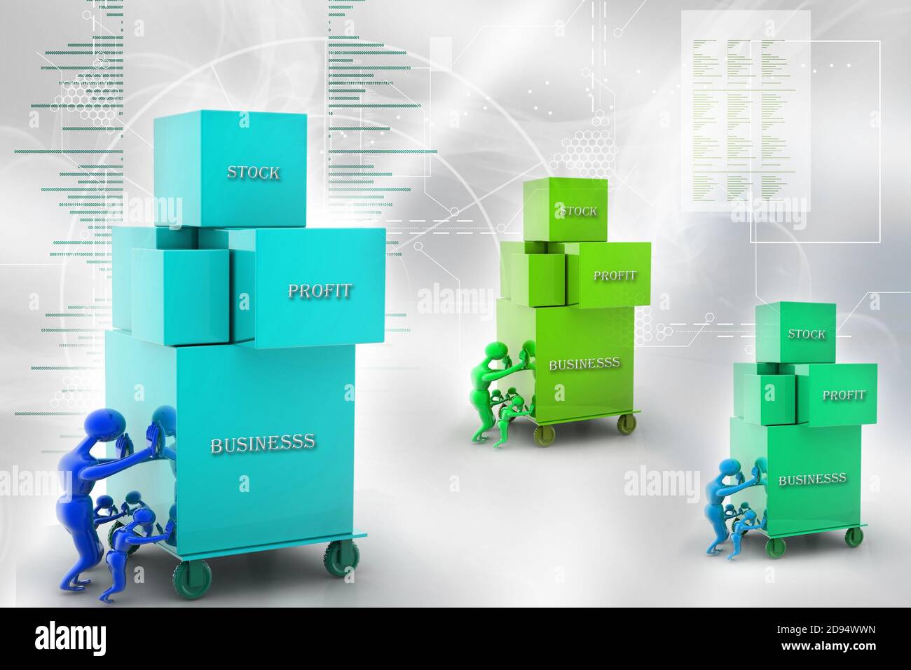 Person pushing a box - isolated over a color background. Teamwork ...