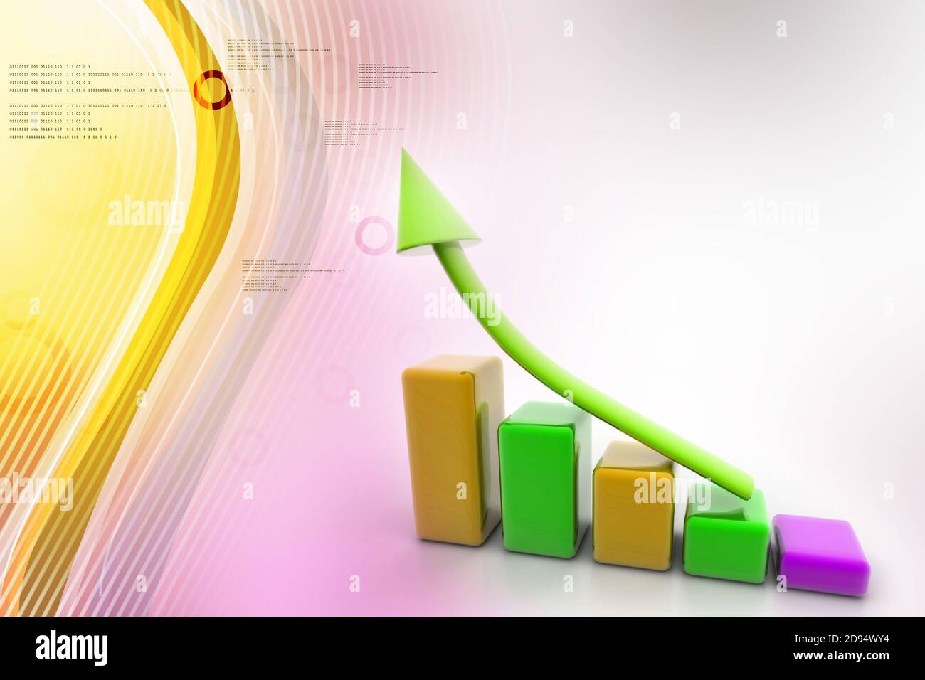 Digital illustration of business graph with arrow showing growth and ...