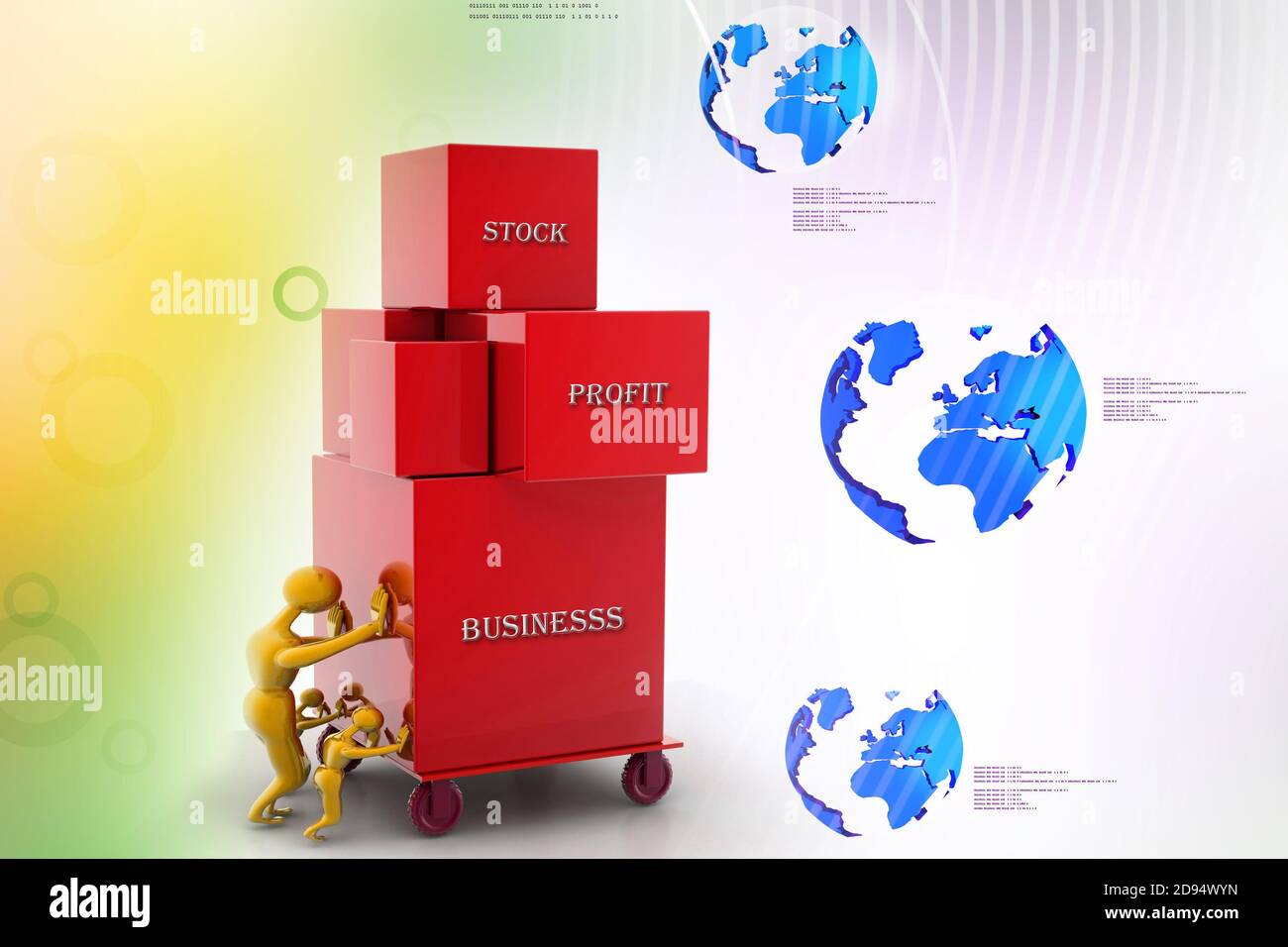 Person pushing a box - isolated over a color background. Teamwork ...
