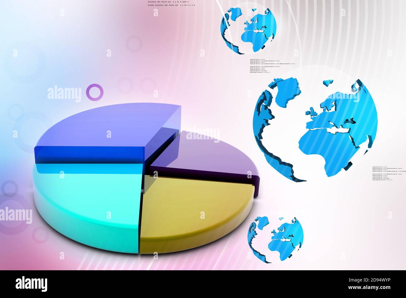 3d multi use pie chart graph in color background Stock Photo - Alamy