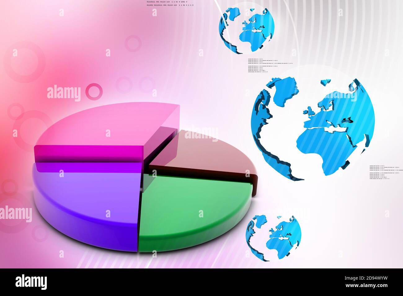 3d multi use pie chart graph in color background Stock Photo - Alamy