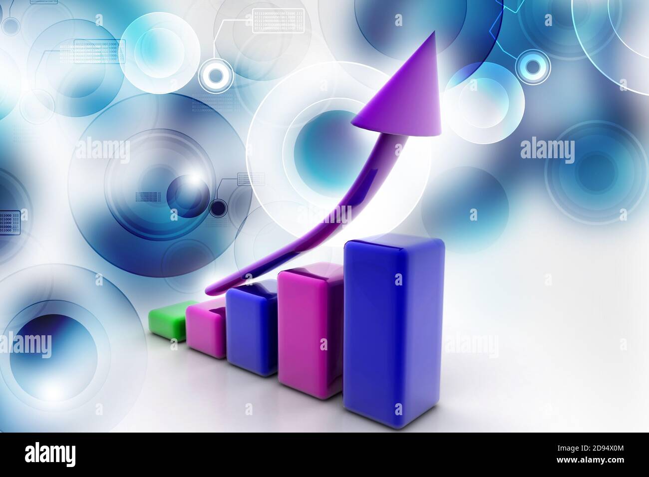 Digital illustration of business graph with arrow showing growth and ...