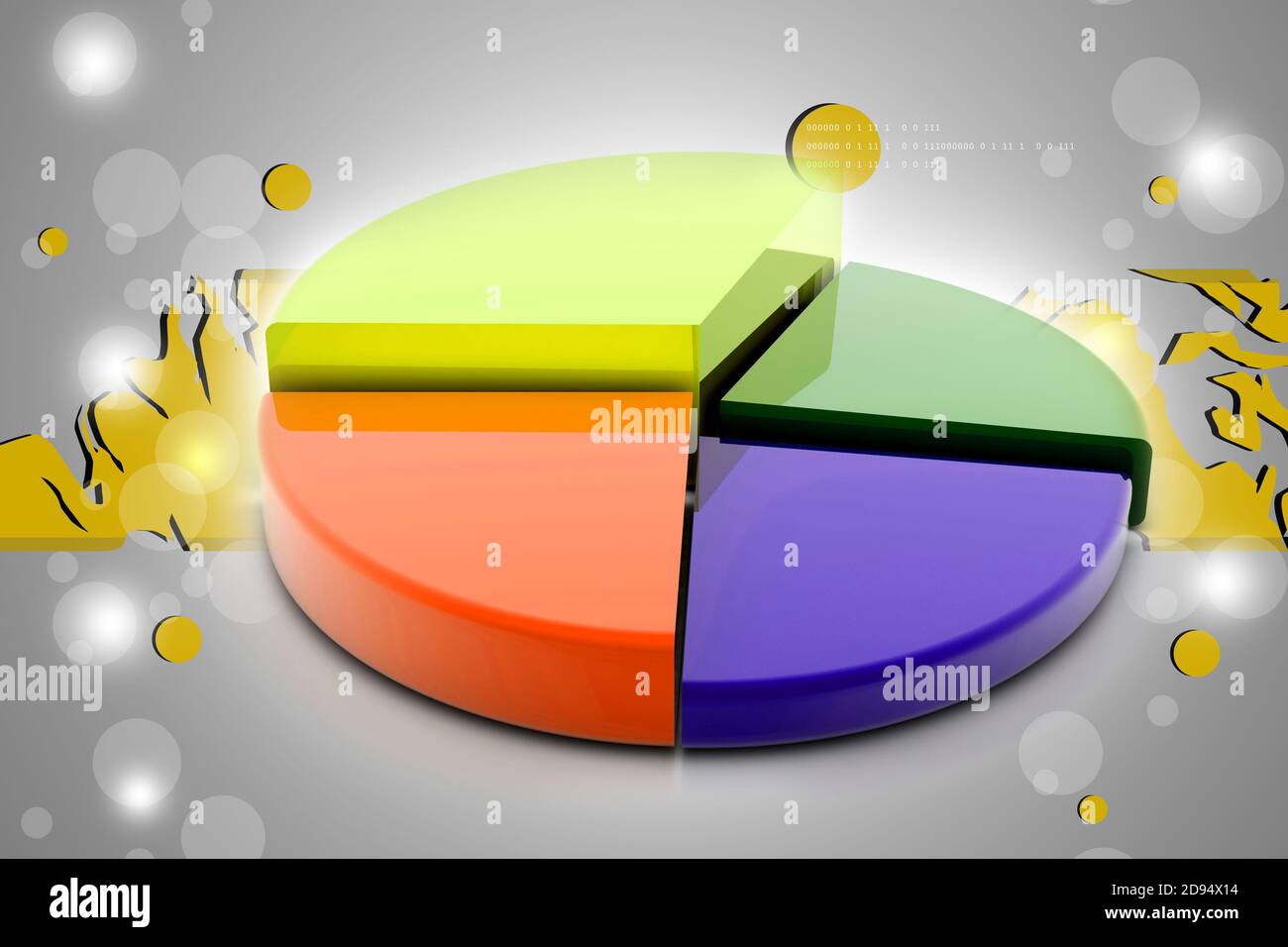 3d multi use pie chart graph in color background Stock Photo - Alamy