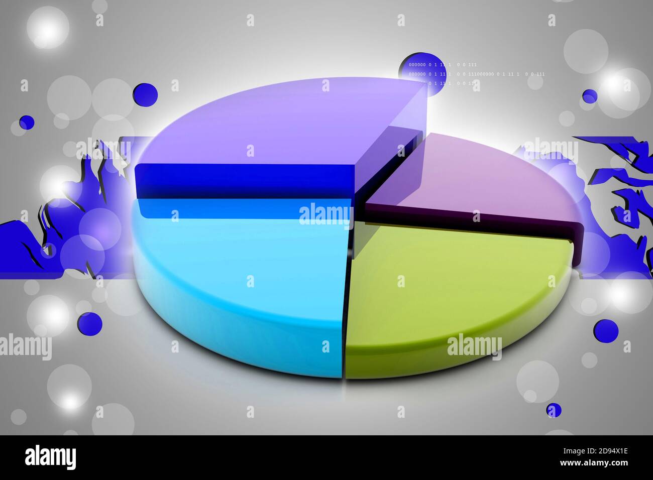 3d multi use pie chart graph in color background Stock Photo - Alamy