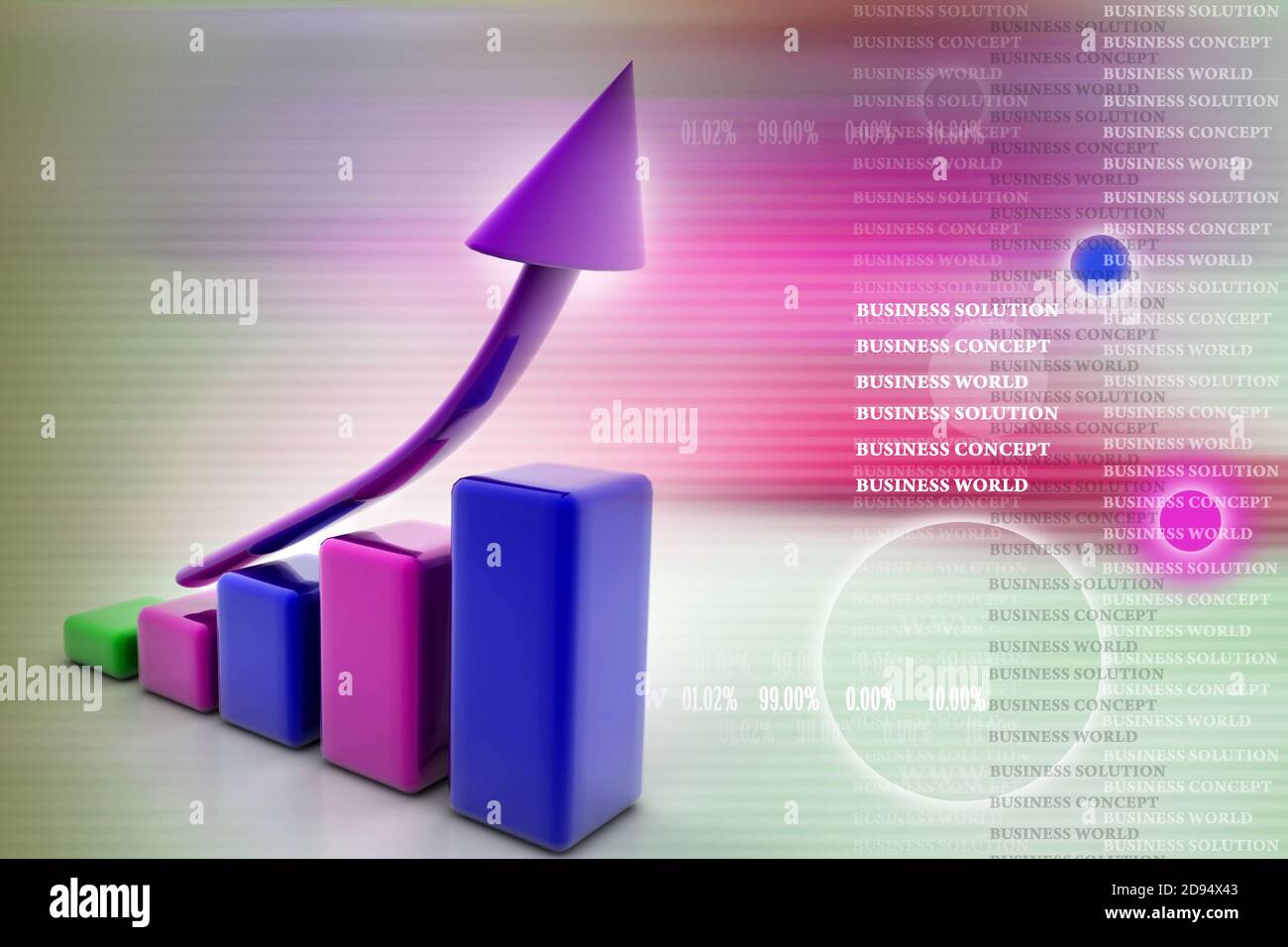 Digital illustration of business graph with arrow showing growth and ...