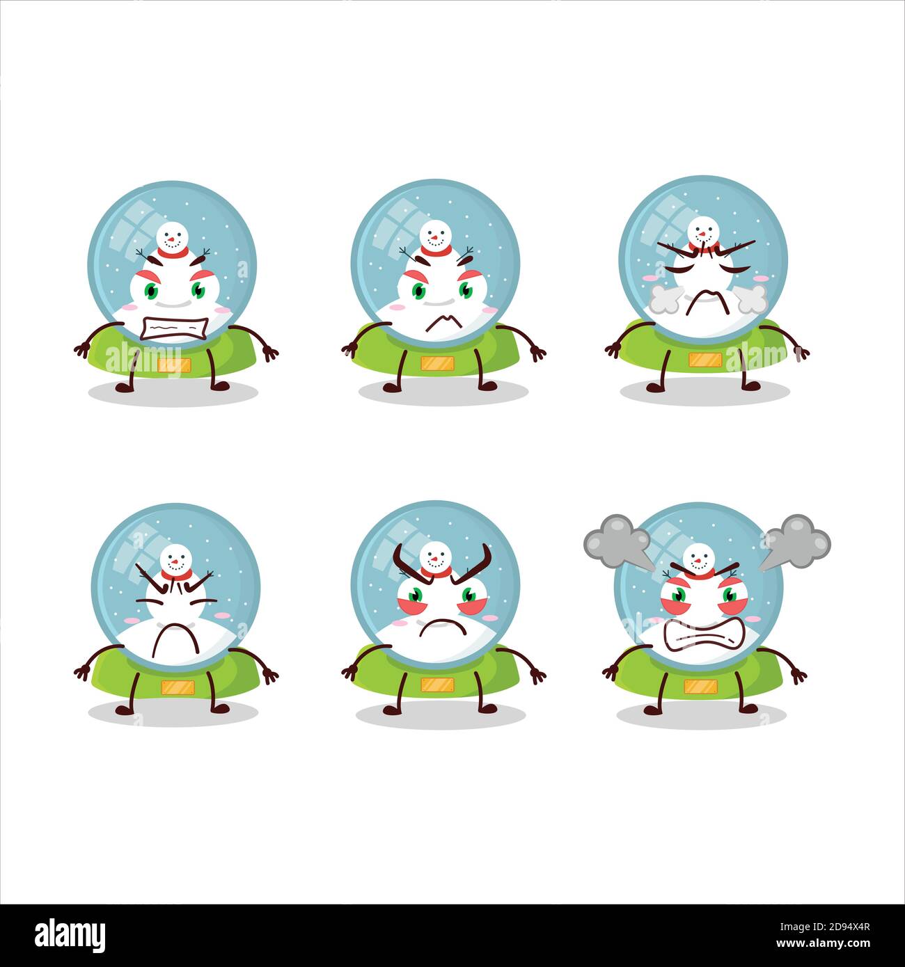 Snowball with snowman cartoon character with various angry expressions ...