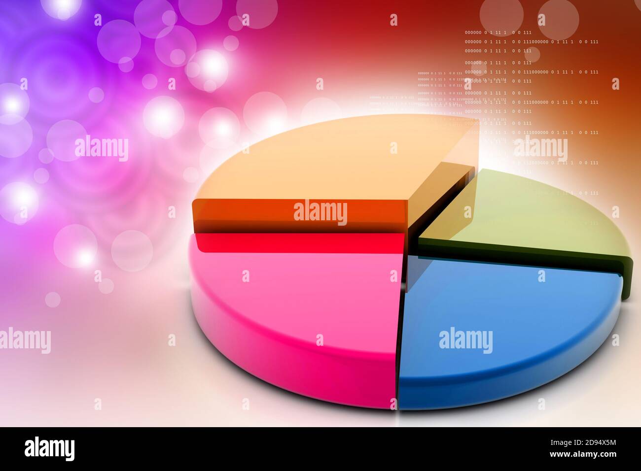3d multi use pie chart graph in color background Stock Photo - Alamy