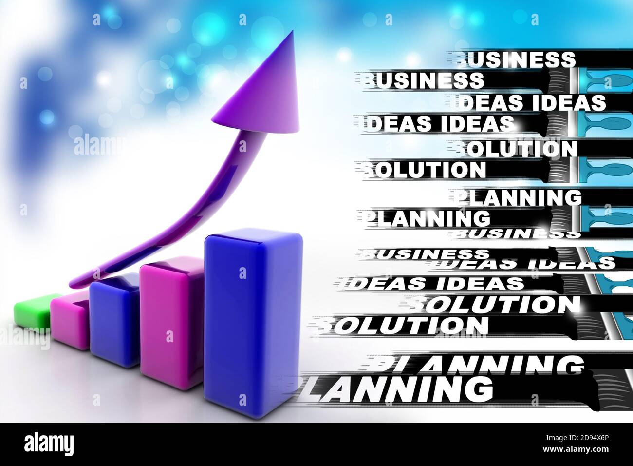 Digital illustration of business graph with arrow showing growth and ...