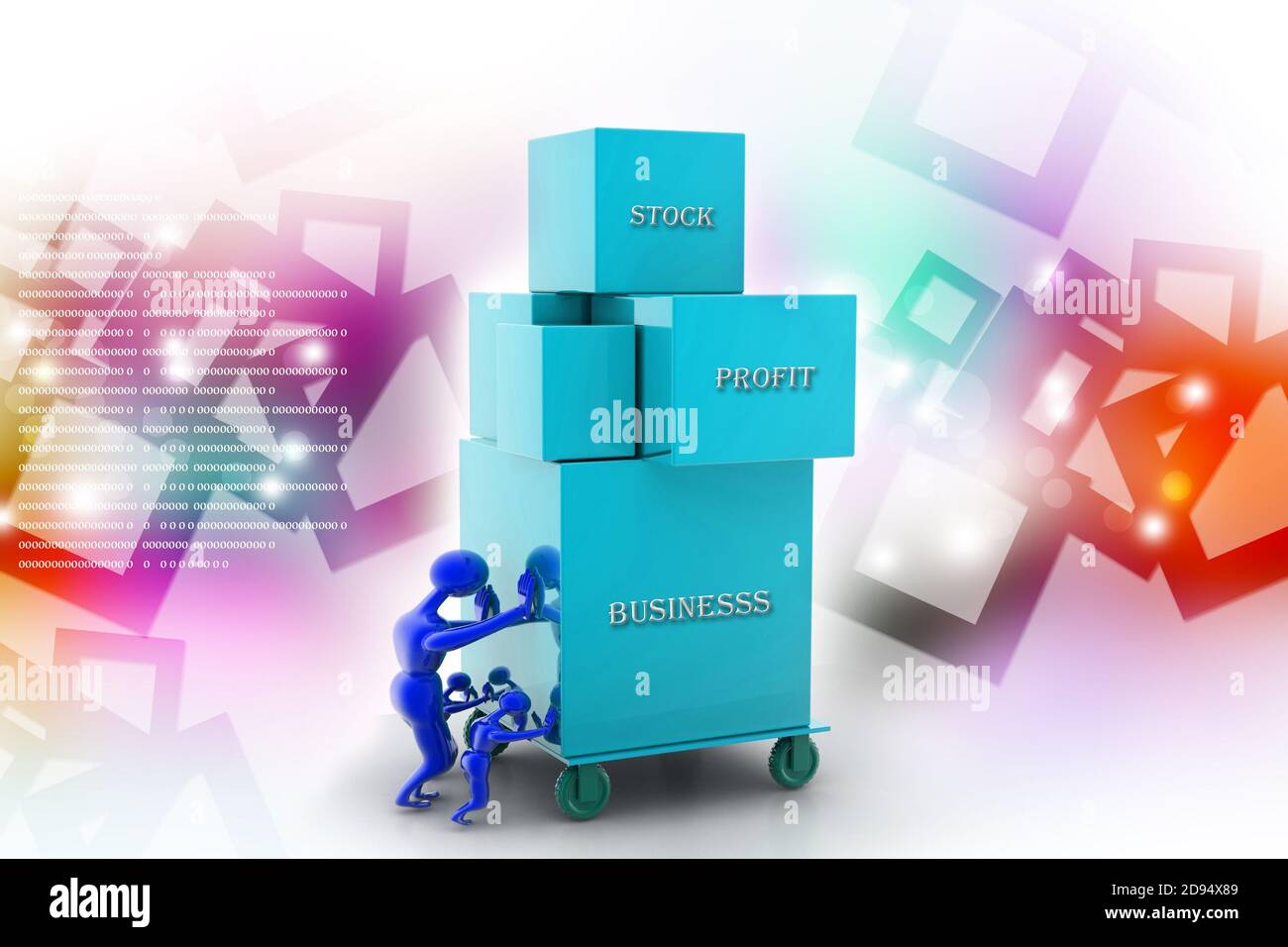 Person pushing a box - isolated over a color background. Teamwork ...