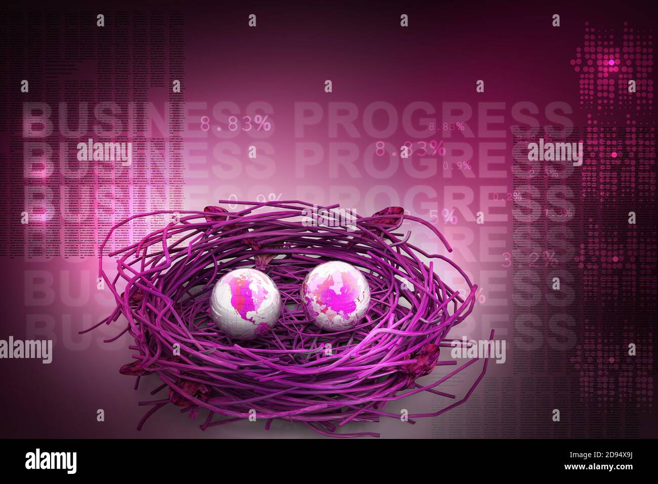 Two earths in being protected in a nest. Conceptual design Stock Photo ...