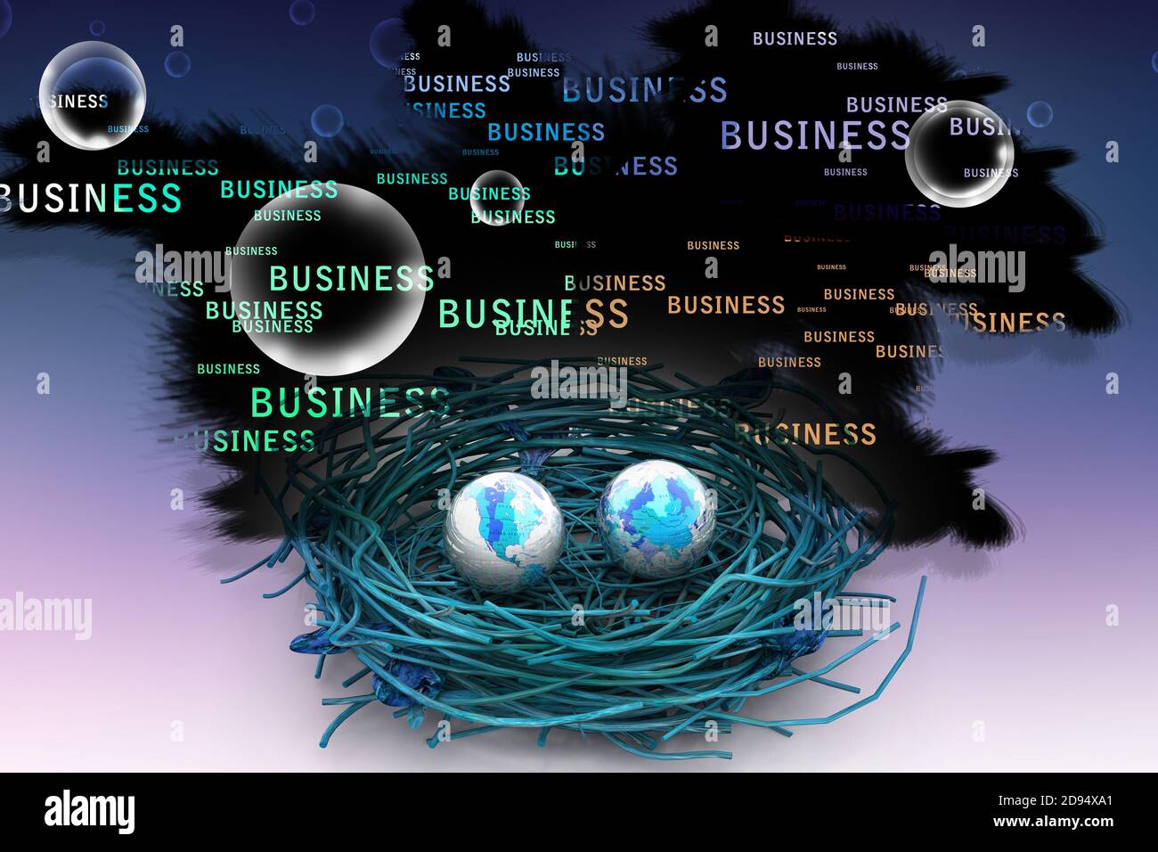 Two earths in being protected in a nest. Conceptual design Stock Photo ...