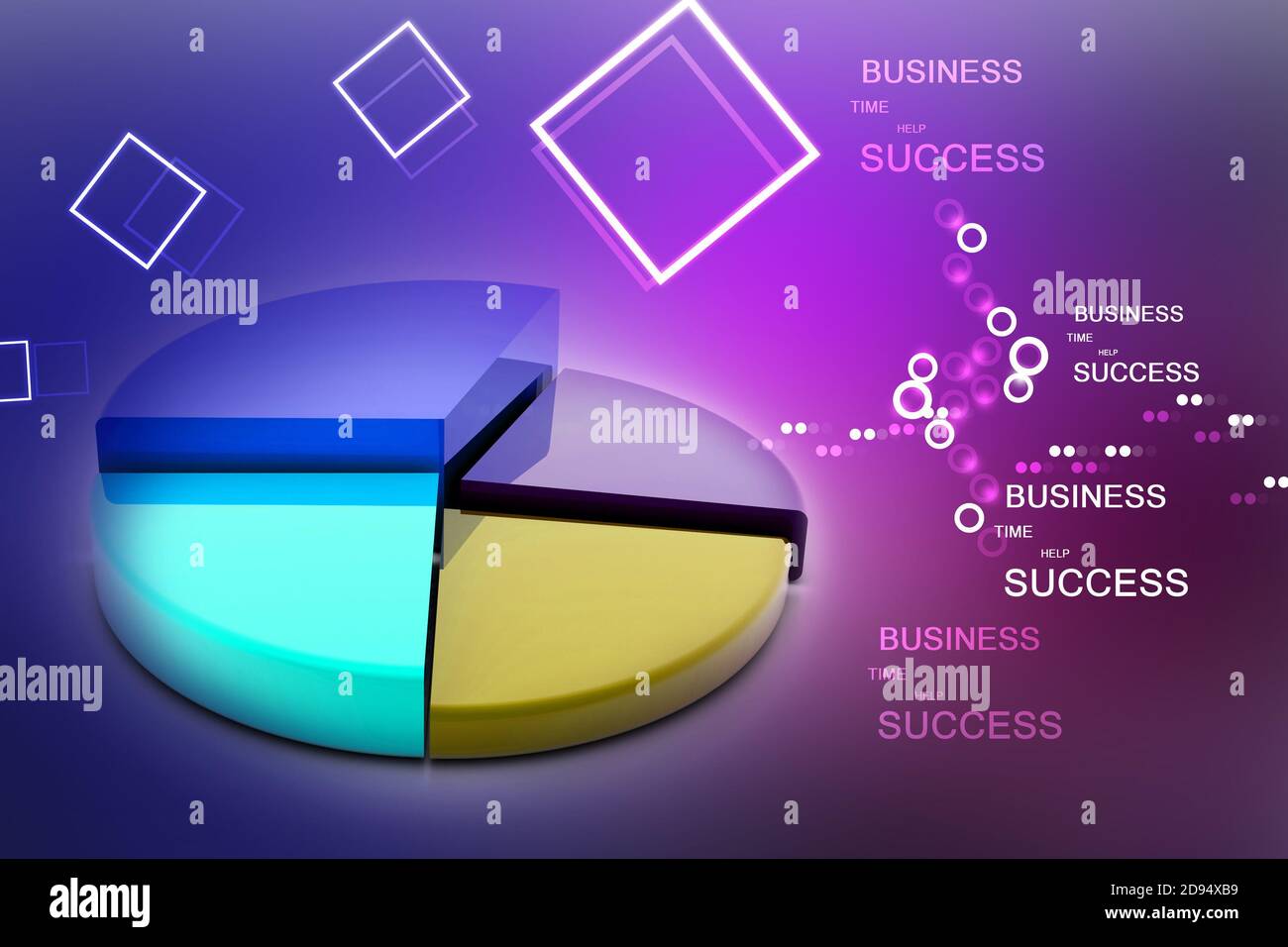 3d multi use pie chart graph in color background Stock Photo - Alamy