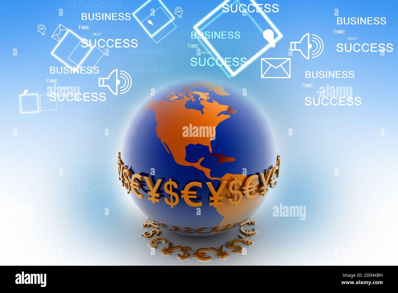 3d illustration of World and currency in color background Stock Photo ...