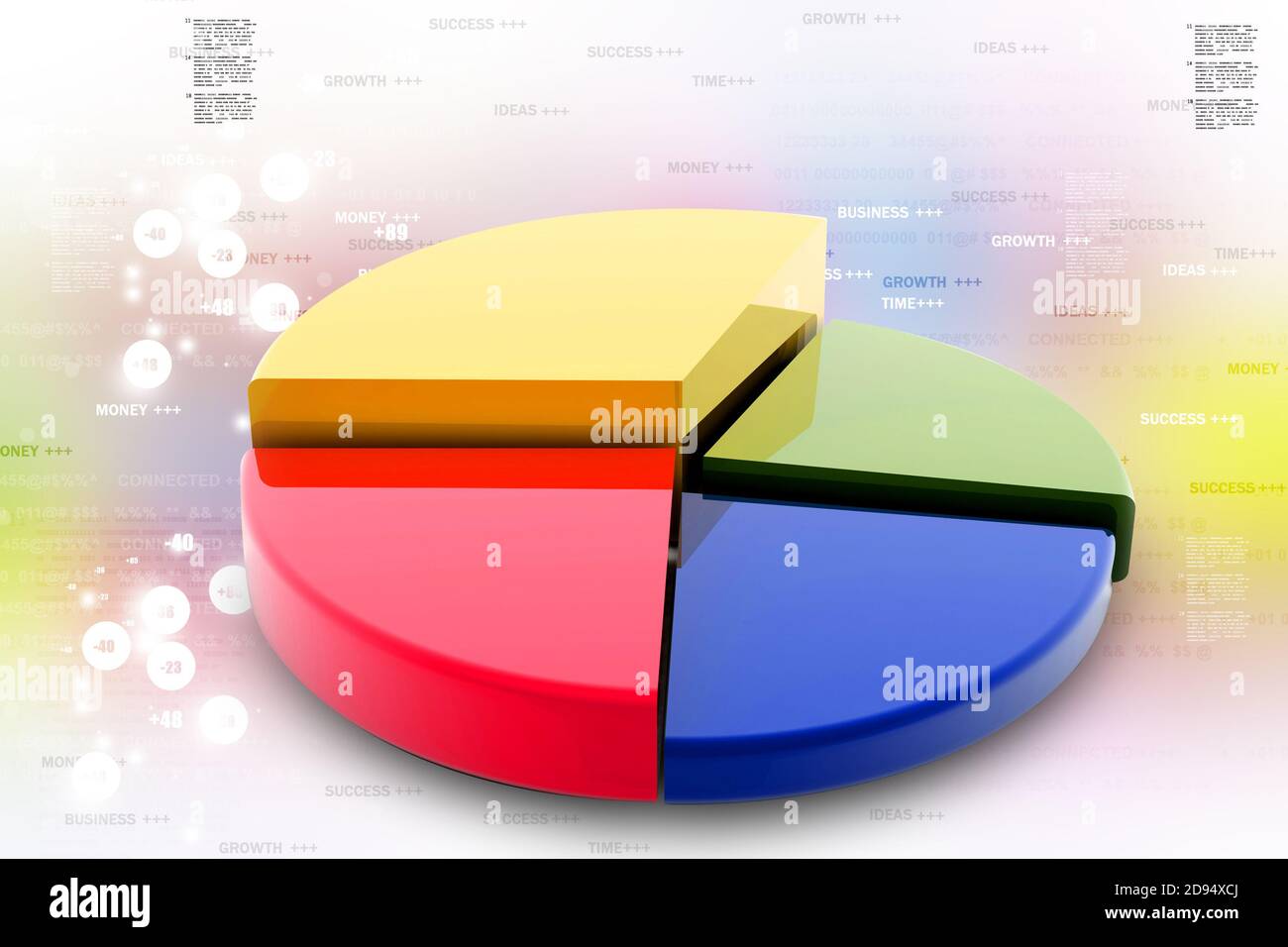 3d multi use pie chart graph in color background Stock Photo - Alamy