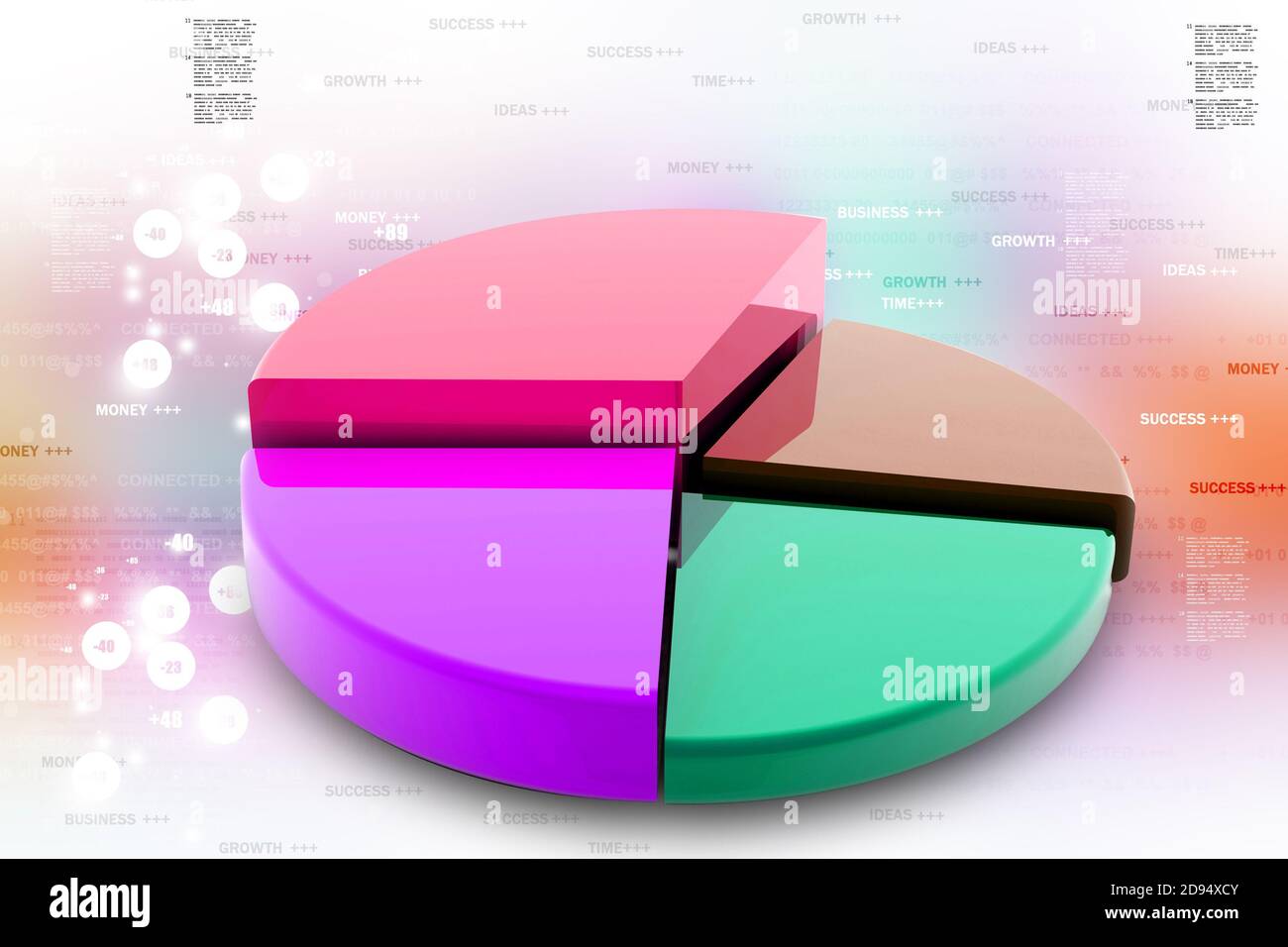 3d multi use pie chart graph in color background Stock Photo - Alamy
