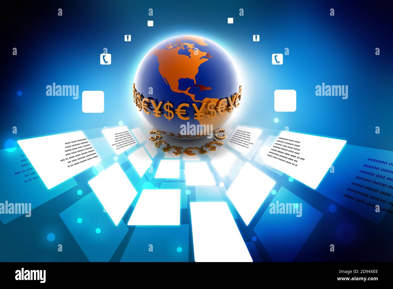 3d illustration of World and currency in color background Stock Photo ...